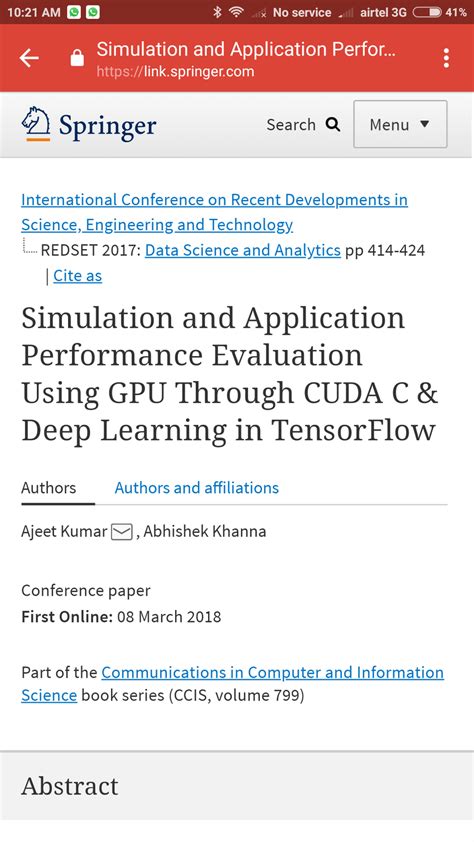 Pdf Simulation And Application Performance Evaluation Using Gpu Through Cuda C And Deep Learning