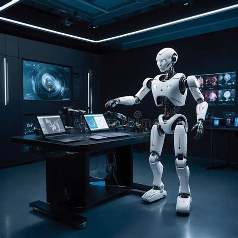 Ai Integrated Humanoid Robot In Cutting Edge Robotics Lab For Future