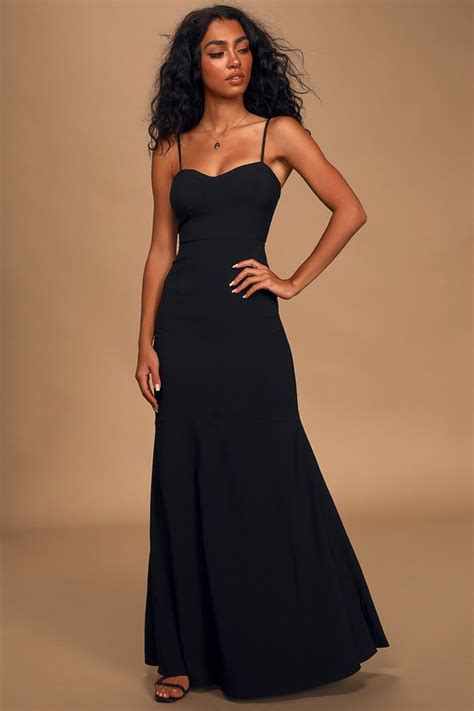 Sexy Black Gown Bustier Dress Mermaid Maxi Dress Lulus
