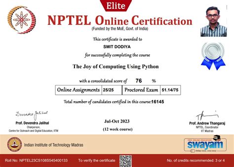 smit dodiya on linkedin python programming nptel achievement