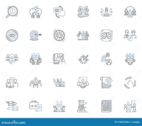Synergetic Alliance Line Icons Collection Partnership Collaboration