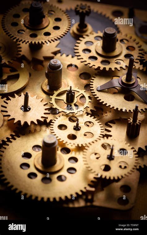 Vintage Gears And Cogs From Old Mechanism Macro Stock Photo Alamy