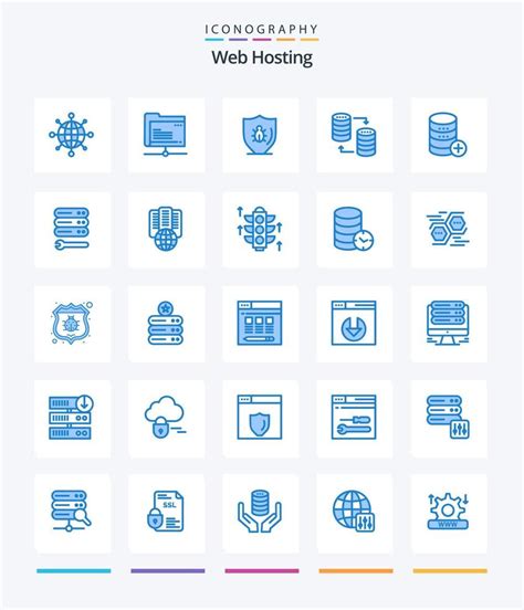 Creative Web Hosting 25 Blue Icon Pack Such As Database Storage Programing Sql Database