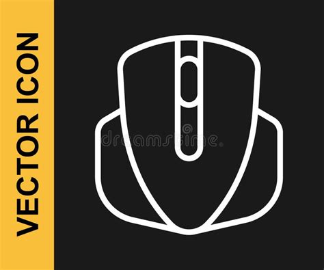 White Line Computer Mouse Gaming Icon Isolated On Black Background