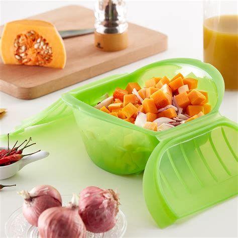 레쿠에 실리콘 딥 스팀 케이스and트레이 1 2인용 그린 전자렌지찜기 감도 깊은 취향 셀렉트샵 29cm