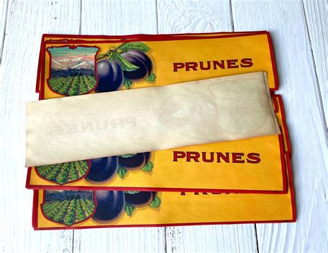 Vintage Fruit Crate Labels Prunes Etsy