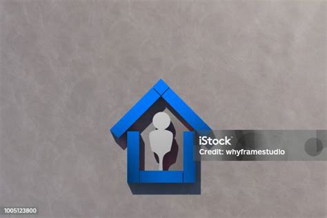회색 색상 층 질감 배경 안에 기호 사람들과 3d 렌더링 집의 모양으로 집 아이디어 개념 감정에 대한 스톡 사진 및 기타 이미지 감정 개념 개성 개념 Istock
