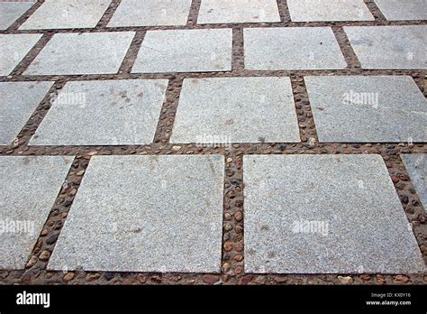Layout Of Dressed Rectangular Grey Granular Granite Stone Slabs On