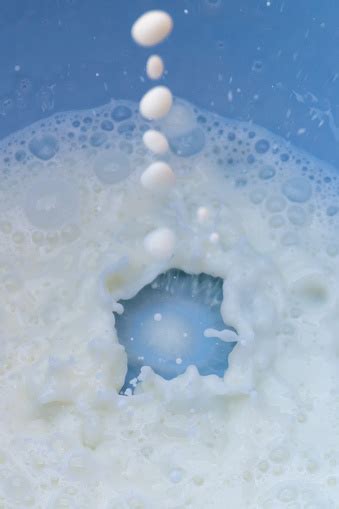 신선한 시원한 흰색 우유는 아름 다운 디자인과 액체 스플래시를 만드는 파란색 배경에 튀 습니다 0명에 대한 스톡 사진 및 기타 이미지 Istock