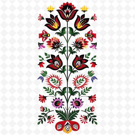 Hungarian Matyo With Tulip And Rose Motifs Borderline Design Png Unique