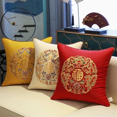 新中式抱枕中國風棉麻刺繡沙發靠枕客廳床頭靠墊大腰枕含芯靠背墊靠墊抱枕etmall東森購物網