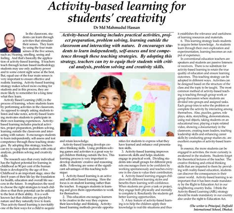 Dr Md Mahmudul Hassan On Linkedin We Should Practice Activity Based