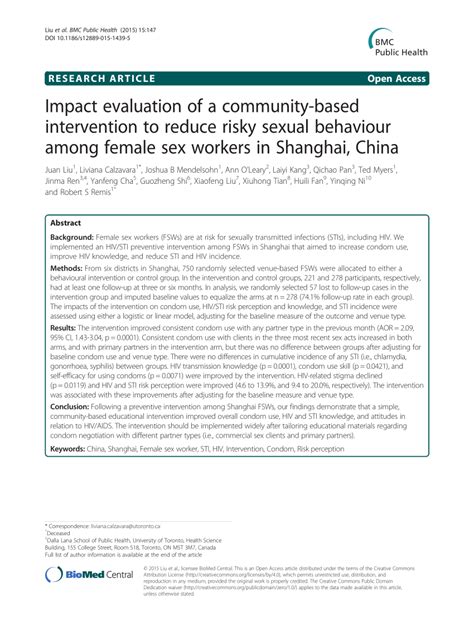 Pdf Impact Evaluation Of A Community Based Intervention To Reduce Risky Sexual Behaviour In