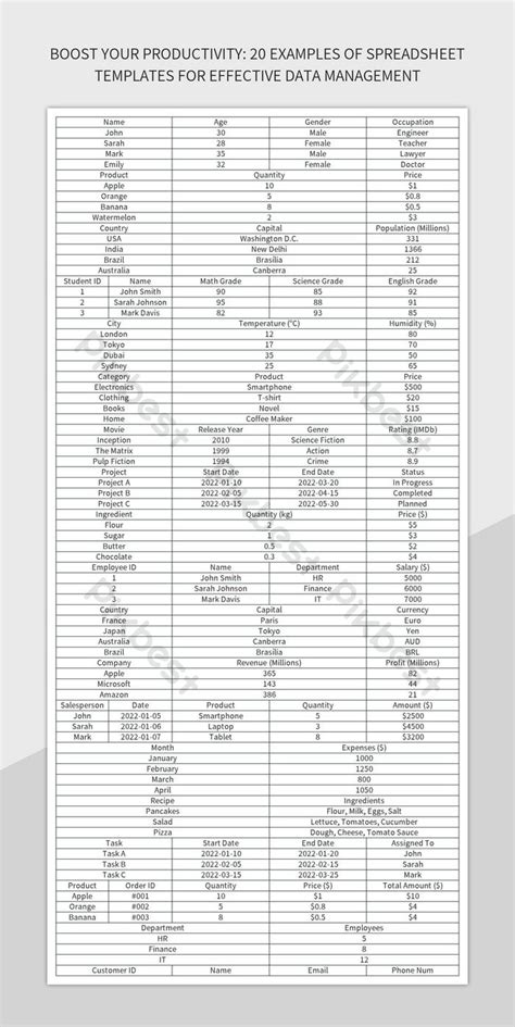 Boost Your Efficiency 20 Spreadsheet Templates For Enhanced Data Management Excel Template