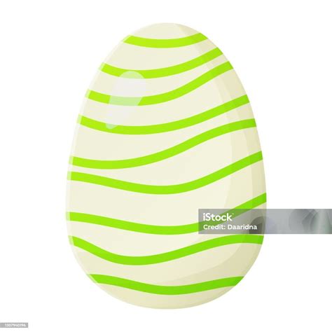 녹색 물결 줄무늬로 그려진 귀여운 사실부활절 달걀 웹 배너 포스터 및 웹 페이지의 부활절 사냥 요소로 사용할 수 있습니다 만화 스타일의 스톡 벡터 일러스트레이션 3차원