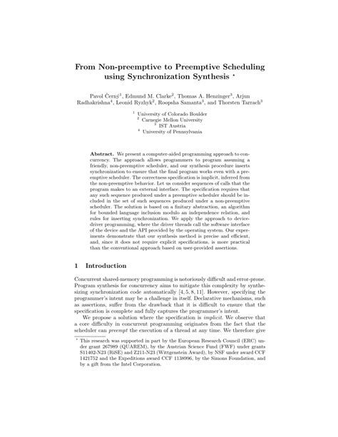 Pdf From Non Preemptive To Preemptive Scheduling Using