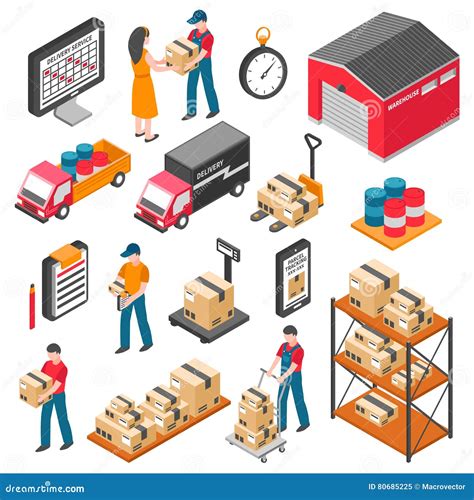 Logistics And Delivery Isometric Icons Set Stock Vector Illustration