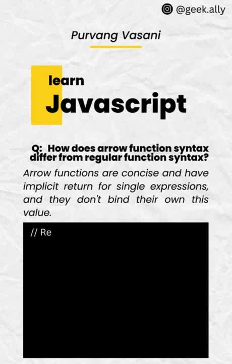 Video Learn About Arrow Functions In Javascript Purvang Vasani