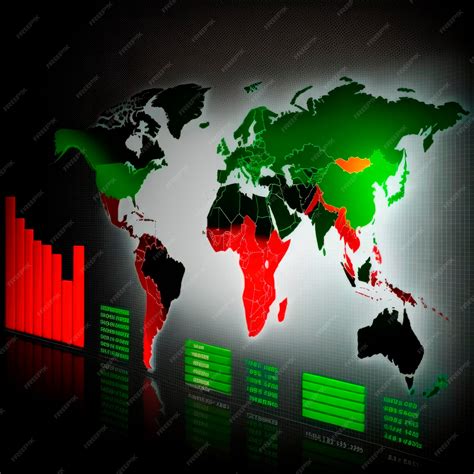 Premium Photo 3d Statistics With Red And Green Graphs On A World Map