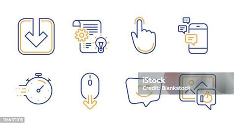 아래로 스크롤 통신 및 타이머 아이콘 설정 톱니바퀴 스마일 페이스 및 로드 문서 표지판 벡터 고급에 대한 스톡 벡터 아트 및 기타 이미지 Istock