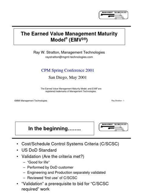 Ps0406 Evm Maturity Model Evm3 Stratton Pdf Business