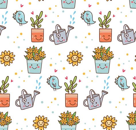 Premium Vector Kawaii Spring Background