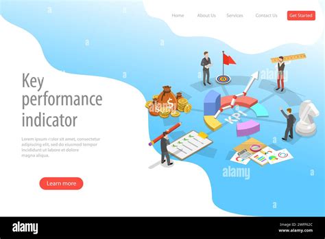 Key Performance Indicator Flat Isometric Vector Landing Page Template Renders Major Kpi Points