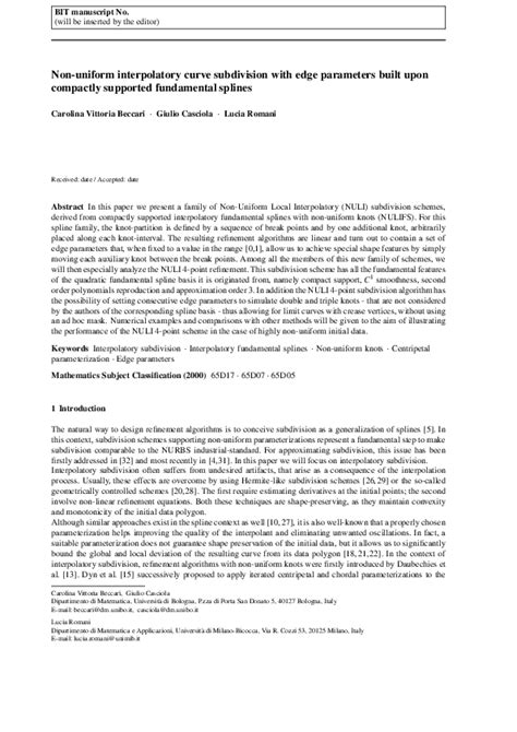 pdf non uniform interpolatory curve subdivision with edge parameters