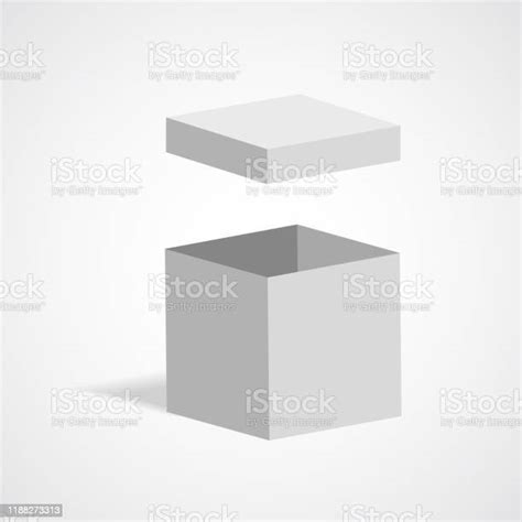 벡터는 흰색 배경에 격리 된 선물 상자를 열었습니다 서프라이즈 컨셉 초대장 포스터에 대한 휴일 판매 배너 생일을 위한 골판지 패키지 종이 용기가 있는 제품 프레젠테이션