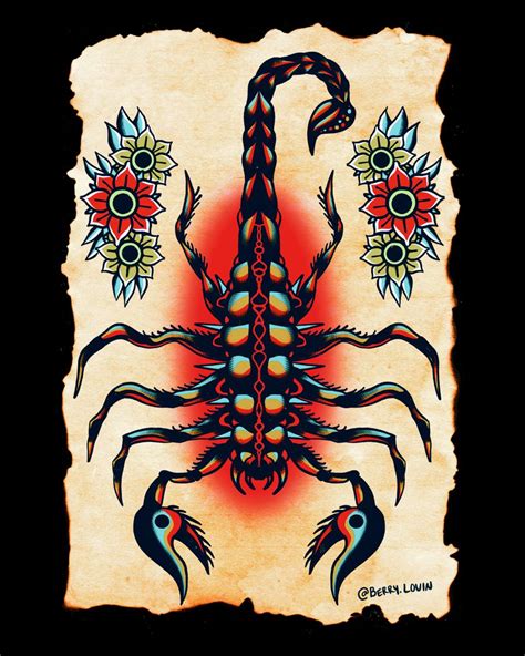 Trad Scorpion Tattoo Flash Art Tattoo Designs Men Traditional