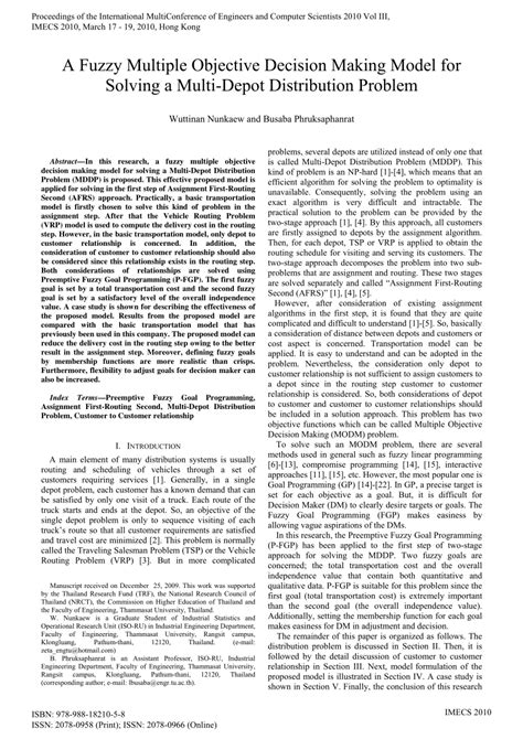 pdf a fuzzy goal programming for a multi depot distribution problem