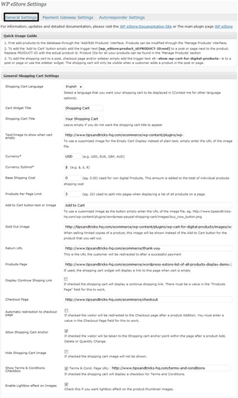 Wp Estore Settings Screen Tips And Tricks Wp Ecommerce