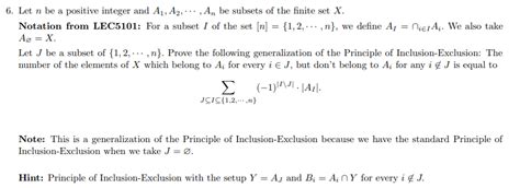 Solved 6 Let N Be A Positive Integer And A1 A2 An Be