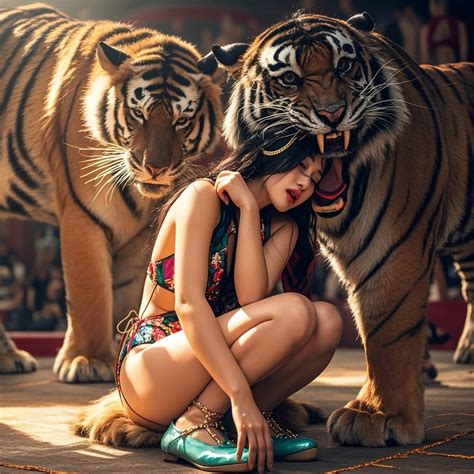 Animal Voretiger Swallowing A Girl In Circus Act By Jiutianming On