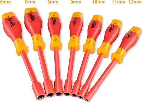 Ingco 7pcs Insulated Nut Screwdriver Set Vde Insulated Nut Driver Spinner Socket Hkisd0701