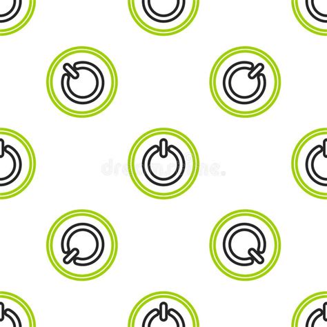 Line Power Button Icon Isolated Seamless Pattern On White Background Start Sign Stock Vector
