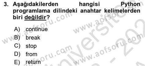 AÖF Programlama 2 Dersi 2023 2024 Yılı Vize Ara Sınavı AÖF Soru