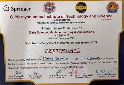 Sathvika Manne On Linkedin Cybersecurity Personalsafety Digitalworld Gnits