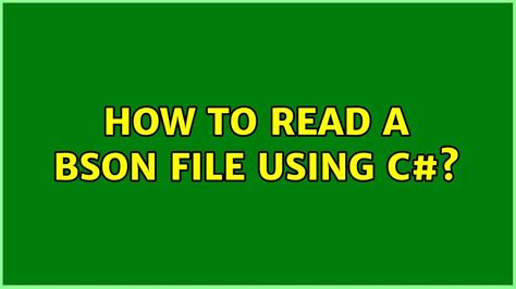 How To Read A Bson File Using C YouTube