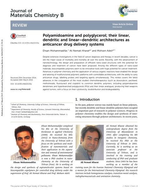 Pdf Poly Amidoamine And Polyglycerol Their Linear Dendritic And