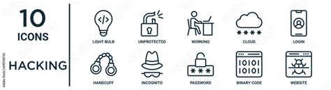 Hacking Linear Icon Set Includes Thin Line Unprotected Working Login Incognito Binary Code