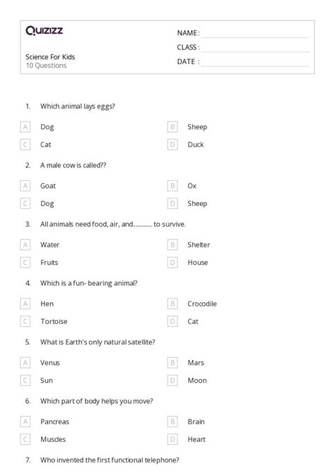 50 Science Worksheets For 1st Year On Quizizz Free And Printable
