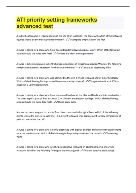 Bundle For Ati Priority Setting Frameworks Tests Compilation Everything You Need Verified