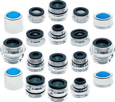 18 Pieces Faucet Adapter Kit Male Female Kitchen Faucet Adapter Brass Aerator Adapter Set To