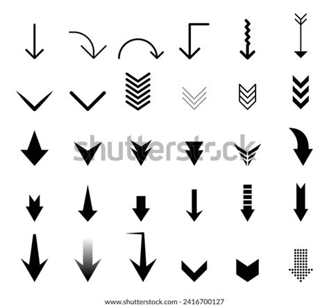 Scroll Down Arrow Vector Set Downward Stock Vector Royalty Free
