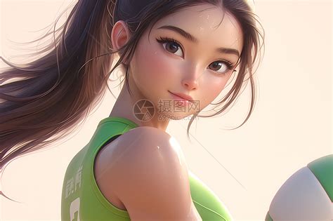 打排球的女孩插画图片下载 正版图片601102032 摄图网