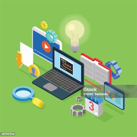 평평한 3d 아이소메트릭 응용 소프트웨어 프로그래밍 웹 인포 그래픽 벡터 일러스트 레이 션 프로세스 개념 개발 코드를 코딩