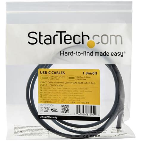 Startech Com Usb C C Ft M Usb C To Usb C Cable W A Pd M M Usb Gbps Usb