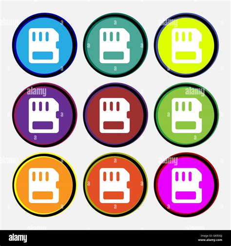 Compact Memory Card Icon Sign Nine Multi Colored Round Buttons Vector Stock Vector Image Art