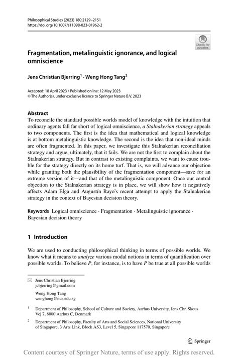fragmentation metalinguistic ignorance and logical omniscience